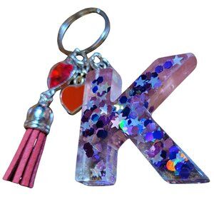 Handmade | Accessories | Alphabet Personalized Sequin Sparkle Resin Key ...